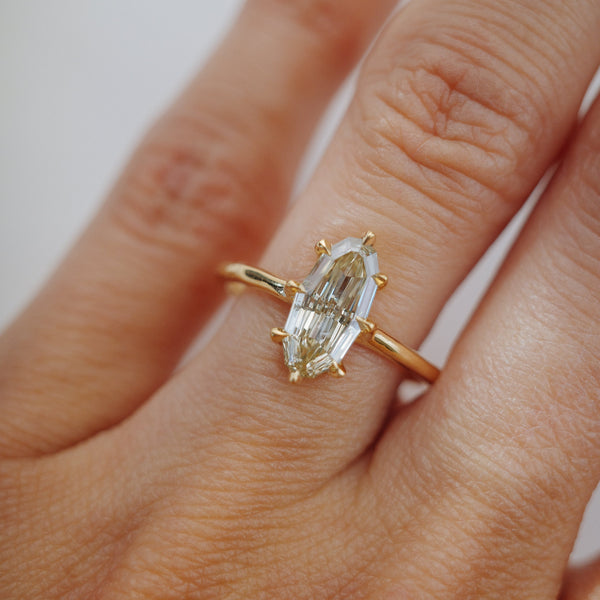 1.01ct Geo Oval Step Cut We Are Arrow | Champagne Diamond Solitaire ...